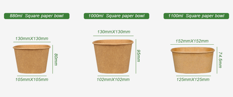 880ML Square Paper Bowl