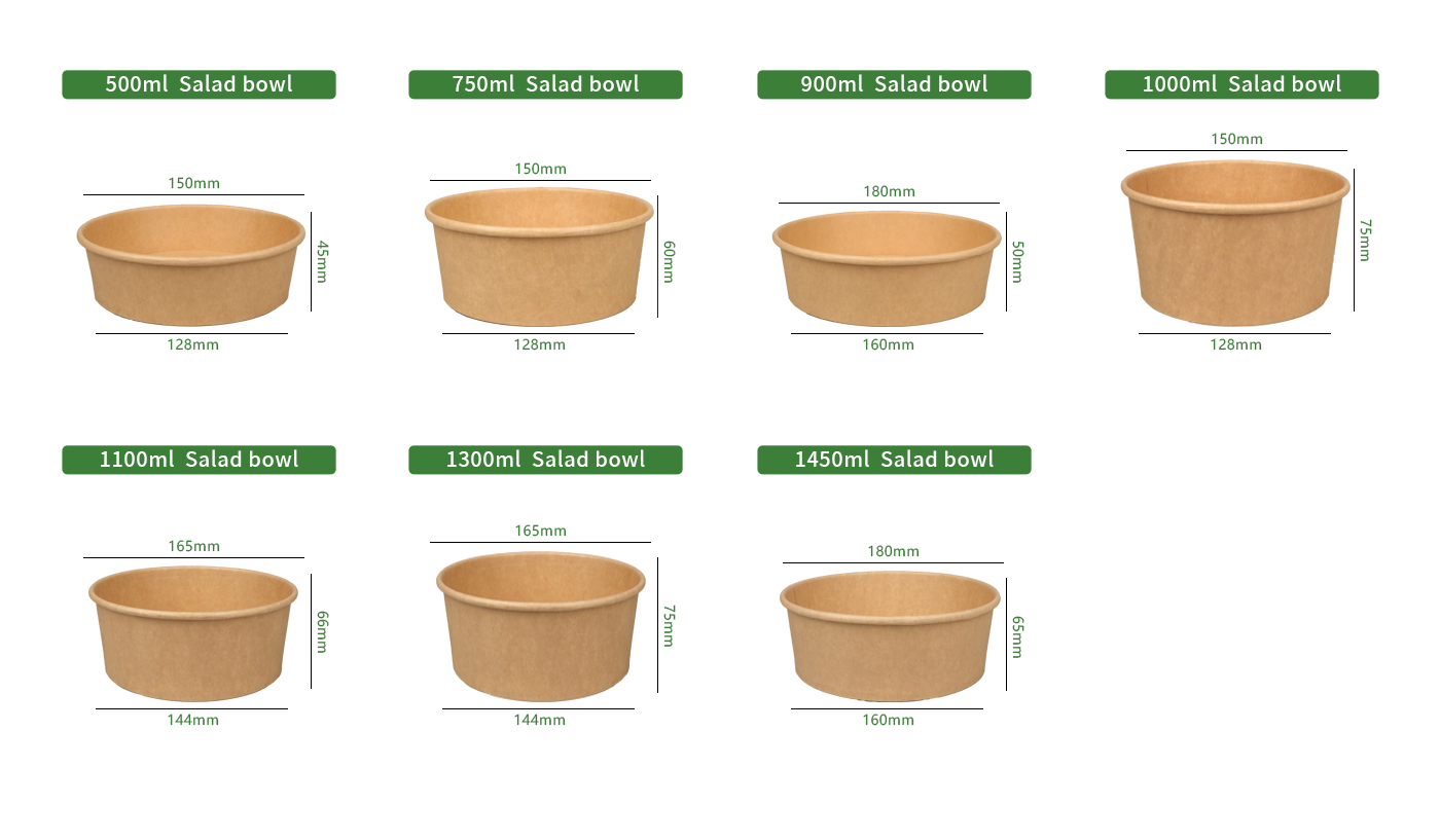750ML Kraft Paper Round Salad Bowl